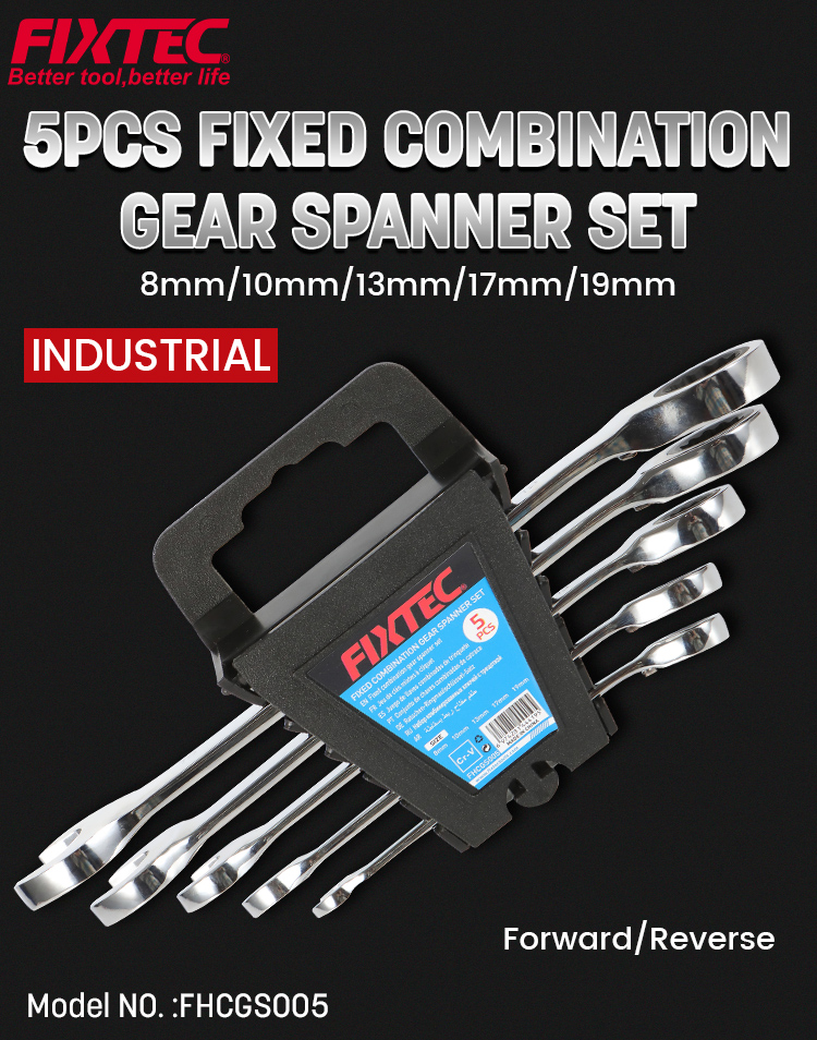 FIXTEC 5PCS Fixed Combination Gear Spanner Set