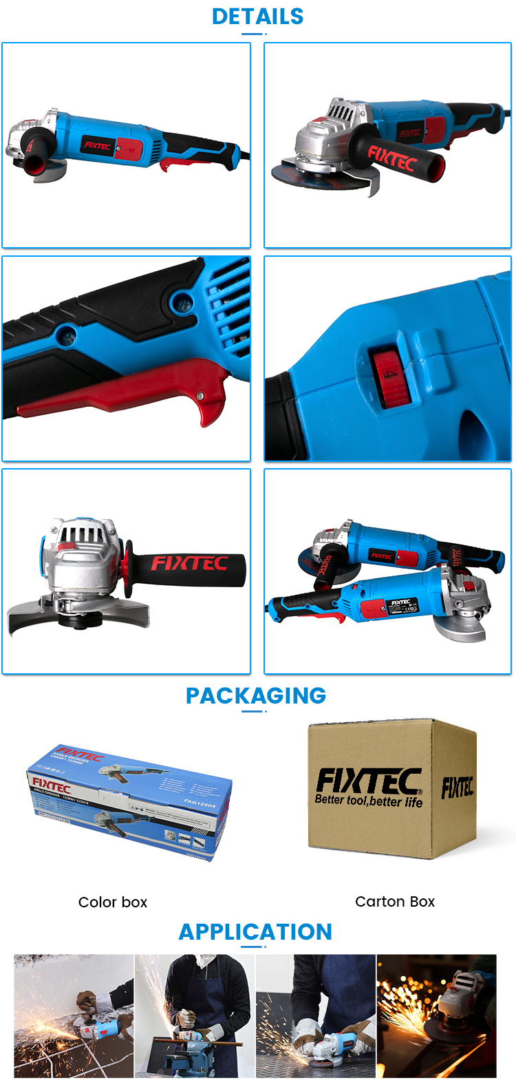 FIXTEC 1200W 5Inch Angle Grinder