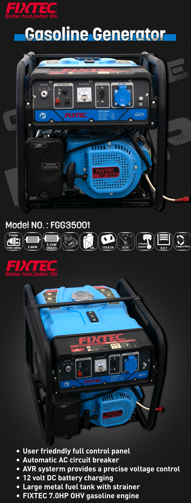 3100W Gasoline Generator from China manufacturer - EBIC Tools