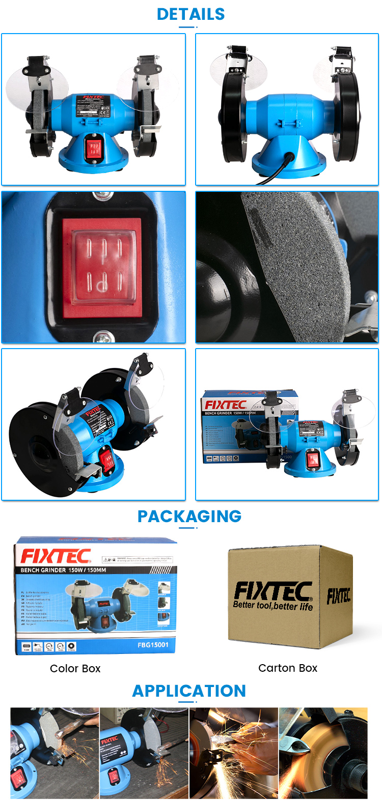 FIXTEC 6" Bench Grinder